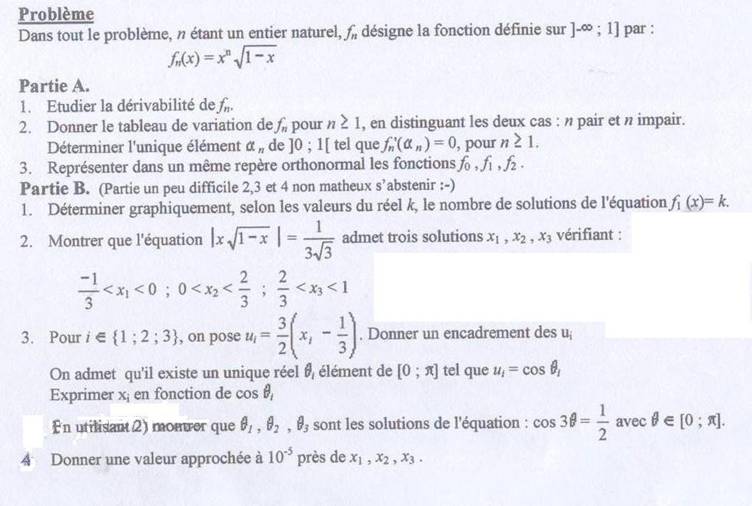 Exercice 2 : Etude de Fonctions : Classe de 1ère S