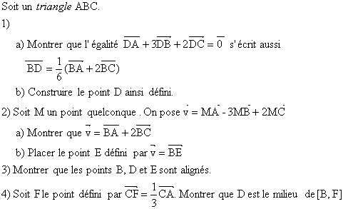 Exercices corrigés de barycentre 1