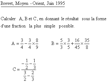 Exercice 1 : Calculs de fractions et quotients : Classe de 3ème