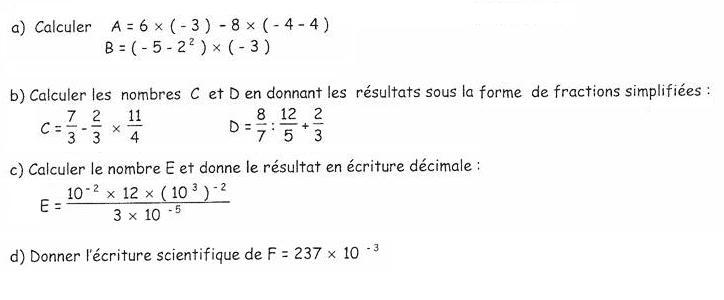 Exercice 15 : Problèmes sur les fractions: Classe de 4ème
