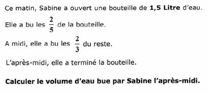 Exercice 3 : Problèmes sur les fractions: Classe de 4ème