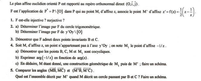 Exercice 7: Nombres complexes: Classe de Math Sup