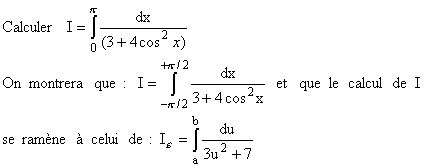 Exercice 9 : Intégrales : Classe de Math Sup