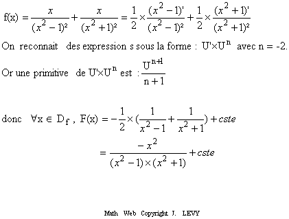 Aide Exercice 3 : Primitives terminale