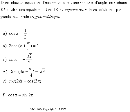 Exercice 1 : Trigonométrie terminale