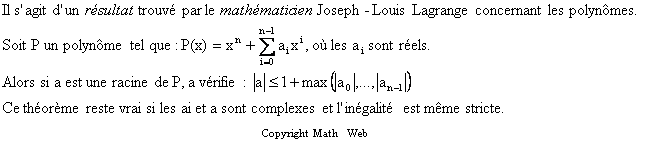 Le Théorème de Lagrange sur les polynômes